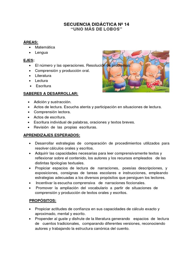 SECUENCIA DIDÁCTICA #14 (1) Los 3 Cerditos | PDF | Comprensión lectora ...