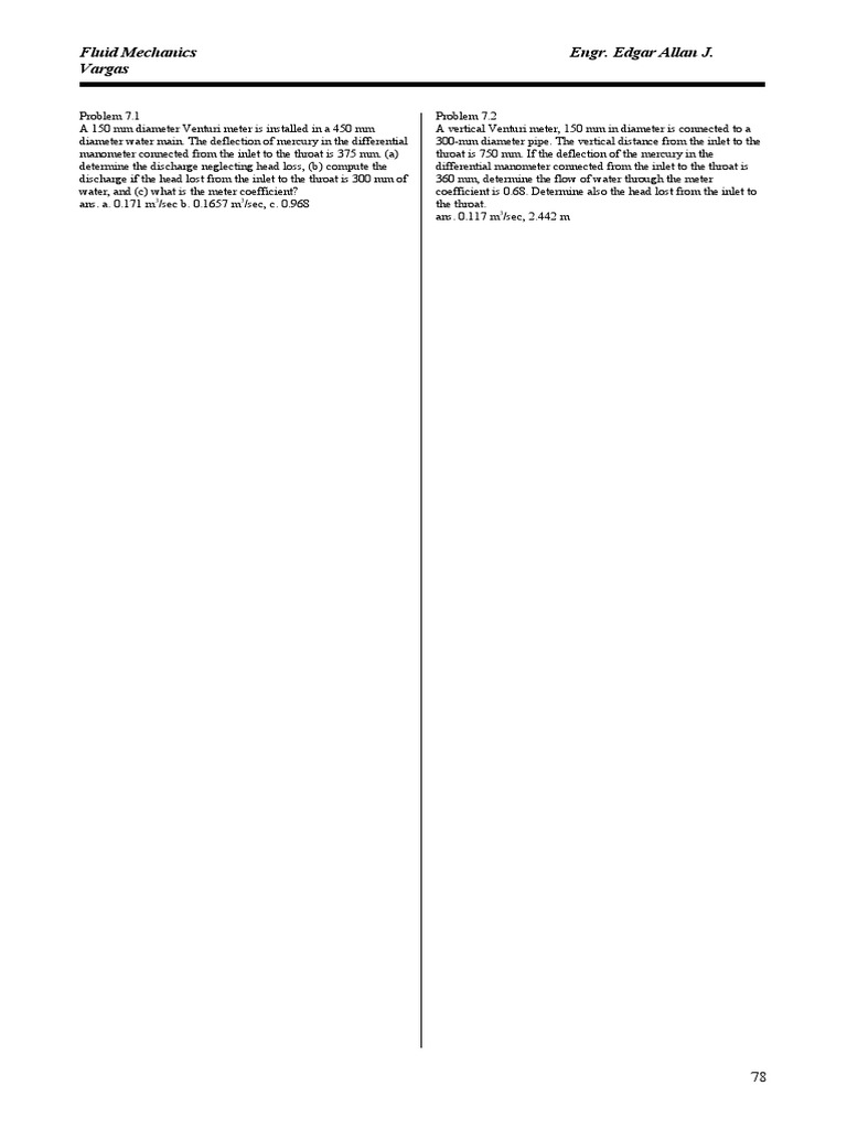 Pdfcoffee.com Sample Problem Part 7 Mech Fluid PDF Free | PDF | Nozzle | Classical Mechanics