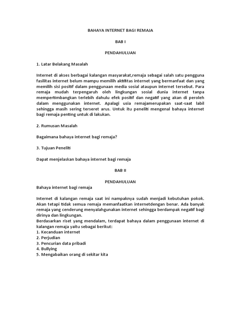 Bahaya Internet Bagi Remaja | PDF