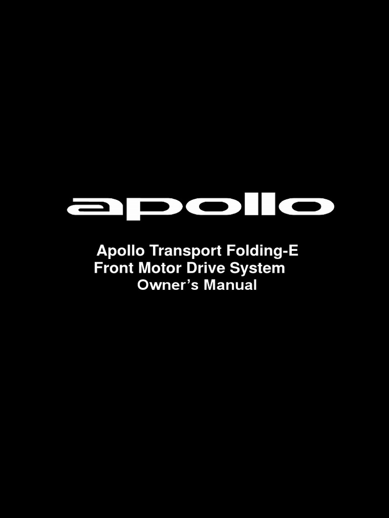 Apollo Transport E Owners Manual Bodo Instructions | PDF