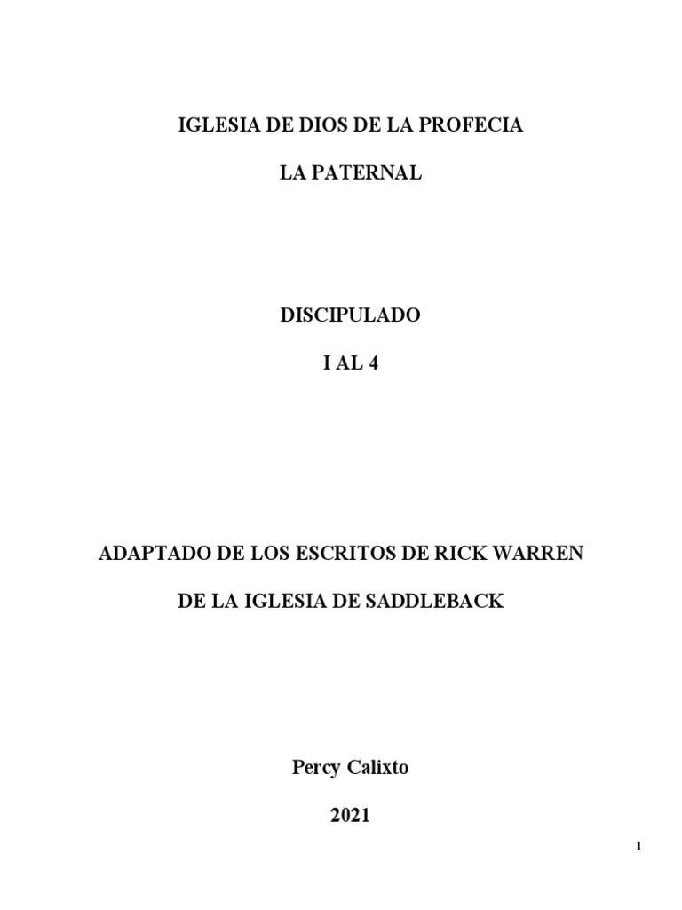 Discipulado. IDP- Paternal I-IV | PDF | Bautismo | Jesús