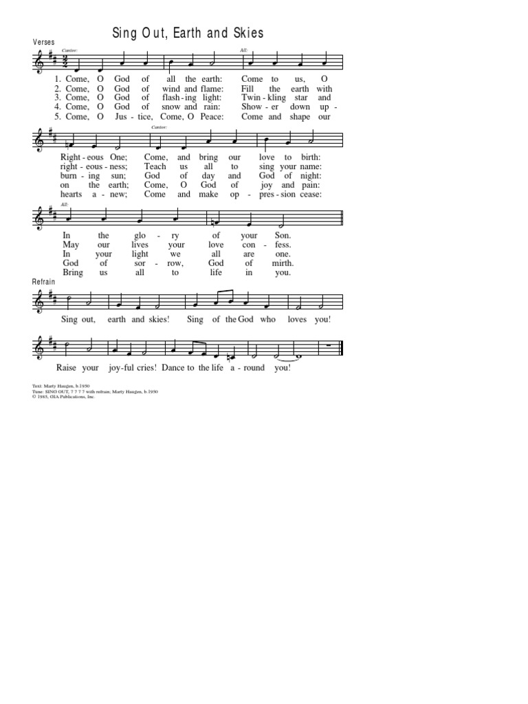 Sing Out Earth and Skies | PDF