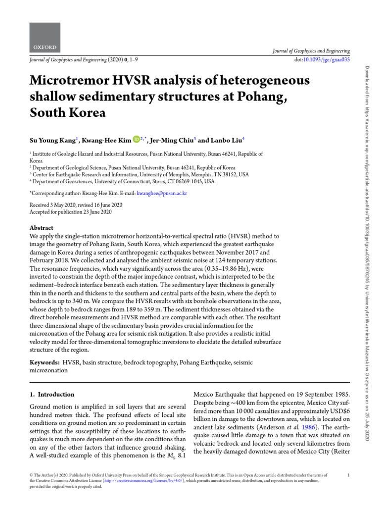 Microtremor HVSR Analysis of Heterogeneous Shallow | PDF | Seismology | Earthquakes