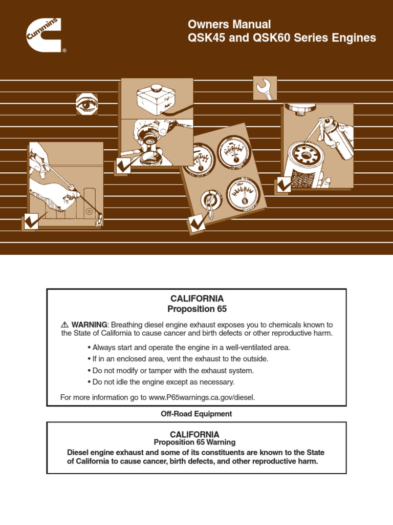 Cummins QSK45 and QSK60 Owners Manual | PDF | Personal Protective ...