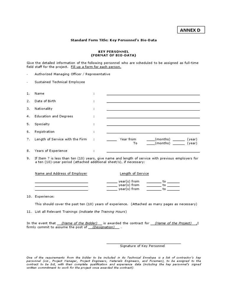 -Bio-data-Key-Personnel-1 | PDF