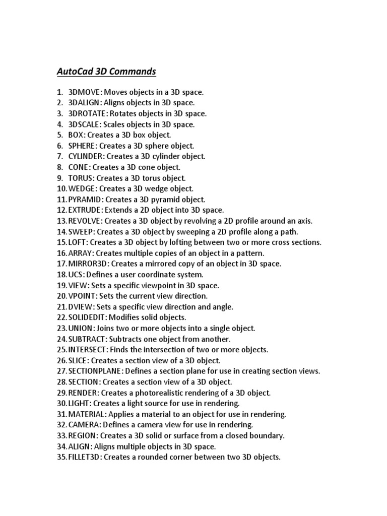 AutoCad 3D Commands 2 | PDF | 3 D Computer Graphics | Sphere
