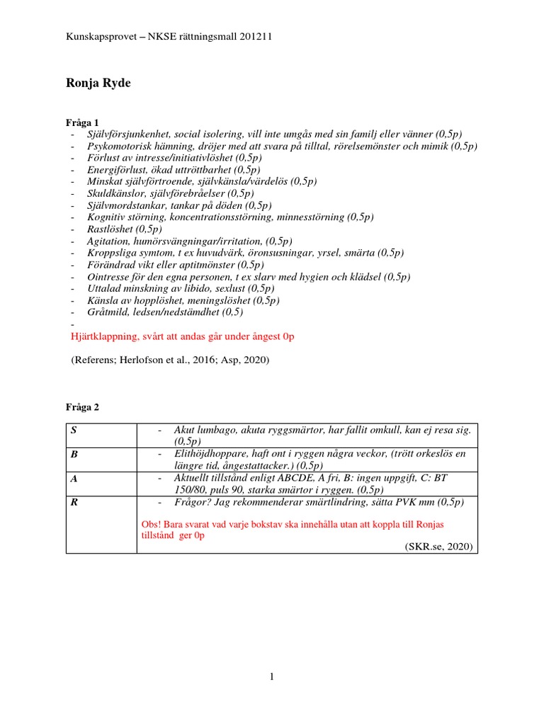 Kunskapsprovet - NKSE Rättningsmall 201211 | PDF