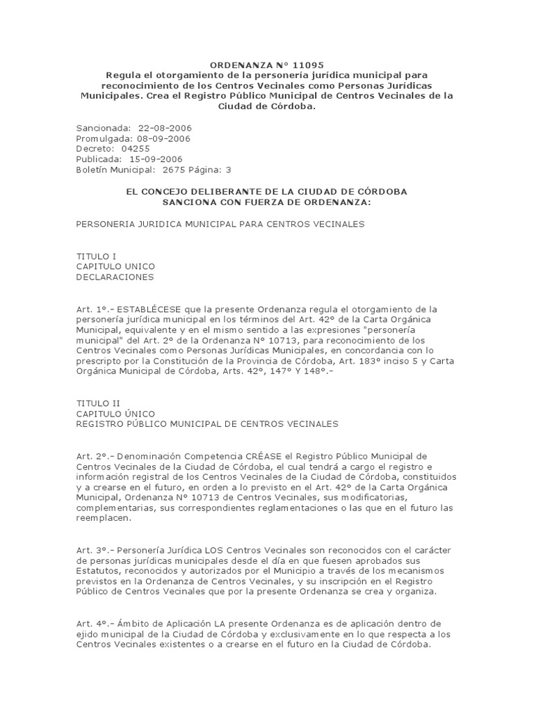 Ordenanza N 11095 | PDF | Regulación | Gobernancia