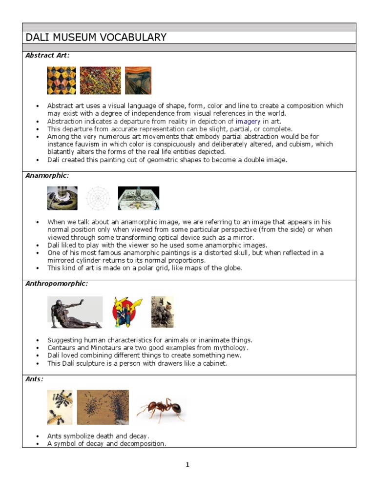 Dalí-Museum-Vocabulary-2016 | PDF | Shape | Symmetry