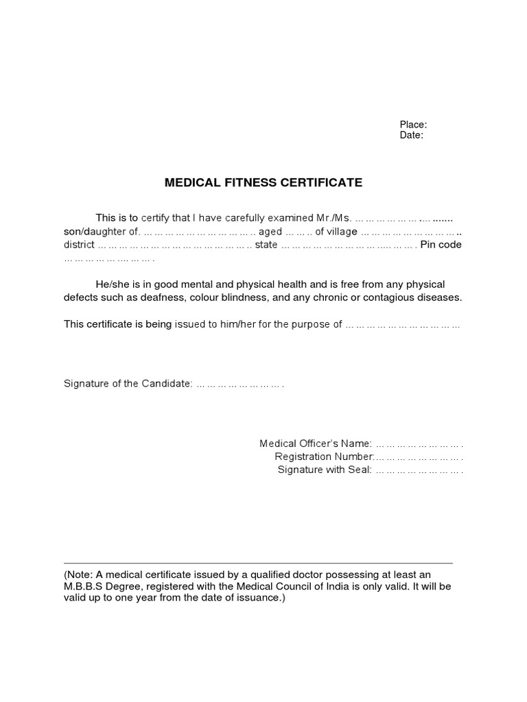 Medical Fitness Certificate 1 - 230623 - 181703 | PDF