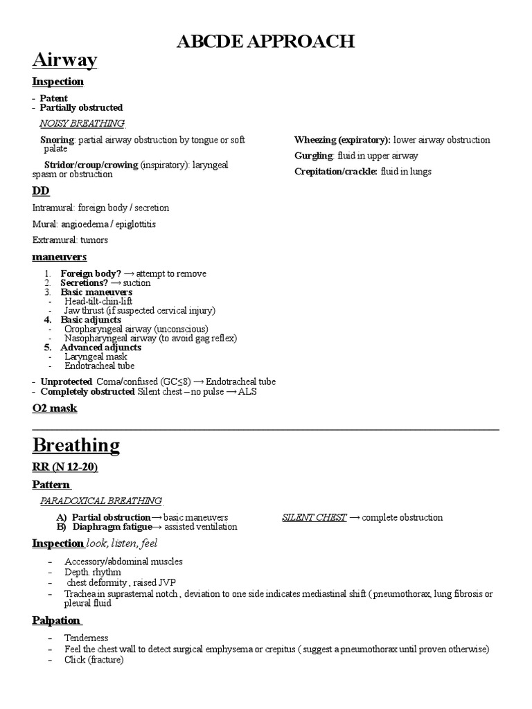 Abcde Approach | PDF | Respiratory Tract | Shock (Circulatory)