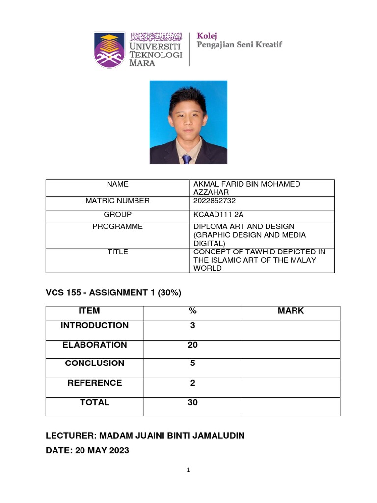 Vcs 155 Individual Task 1 | PDF | Tawhid | God In Islam