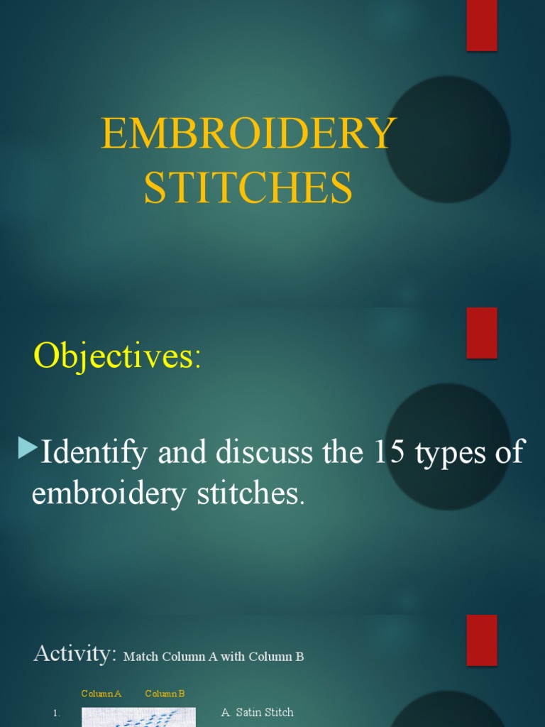 Embroidery Stitches | PDF | Embroidery | Handicrafts