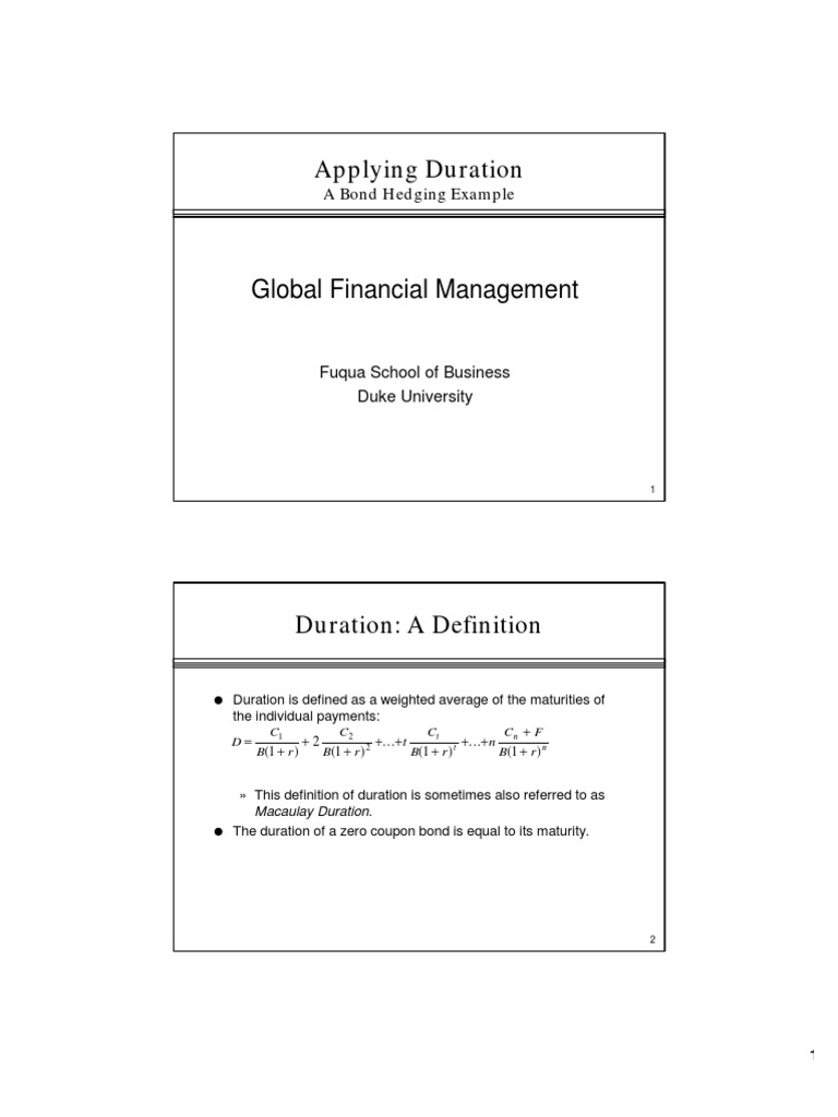 Applying Duration: A Bond Hedging Example | PDF | Business | Technology ...