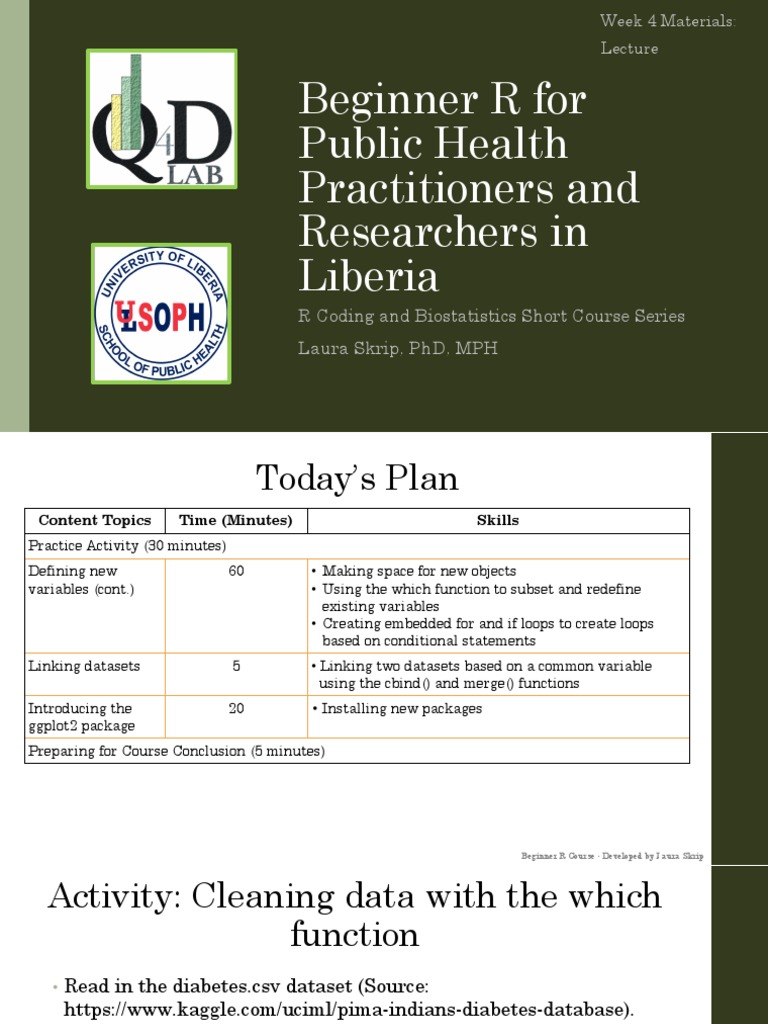 Beginner R - Q4D - ULSOPH - Lecture 4 | PDF | Body Mass Index | Overweight