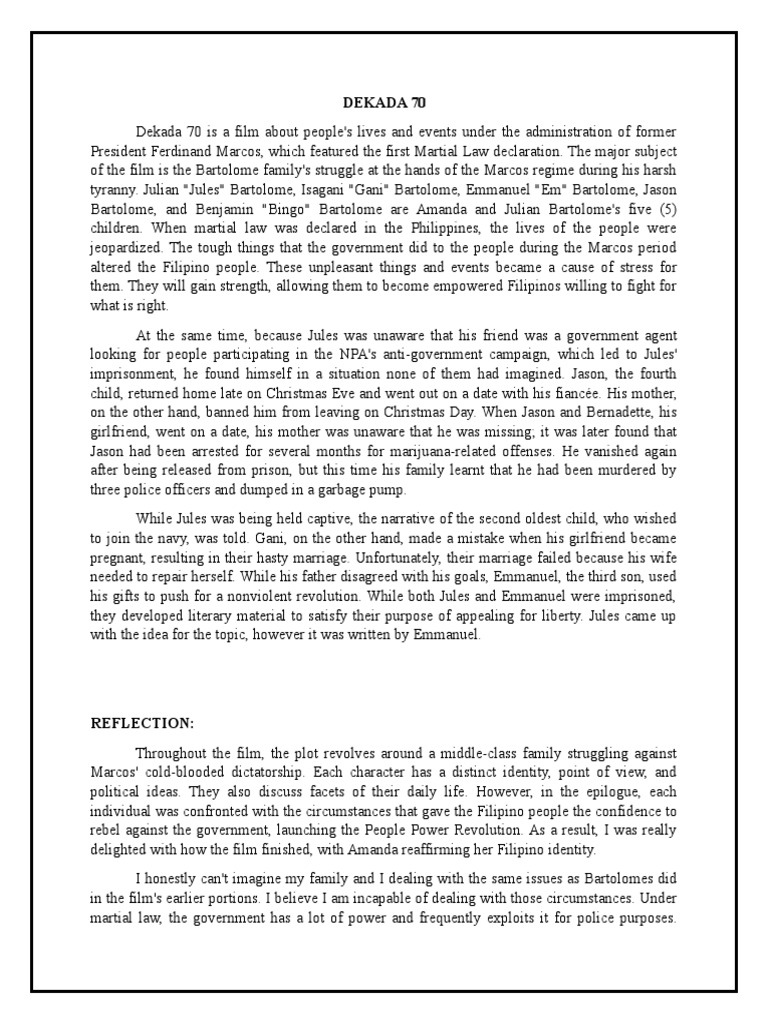 Dekada 70 Reflection | PDF