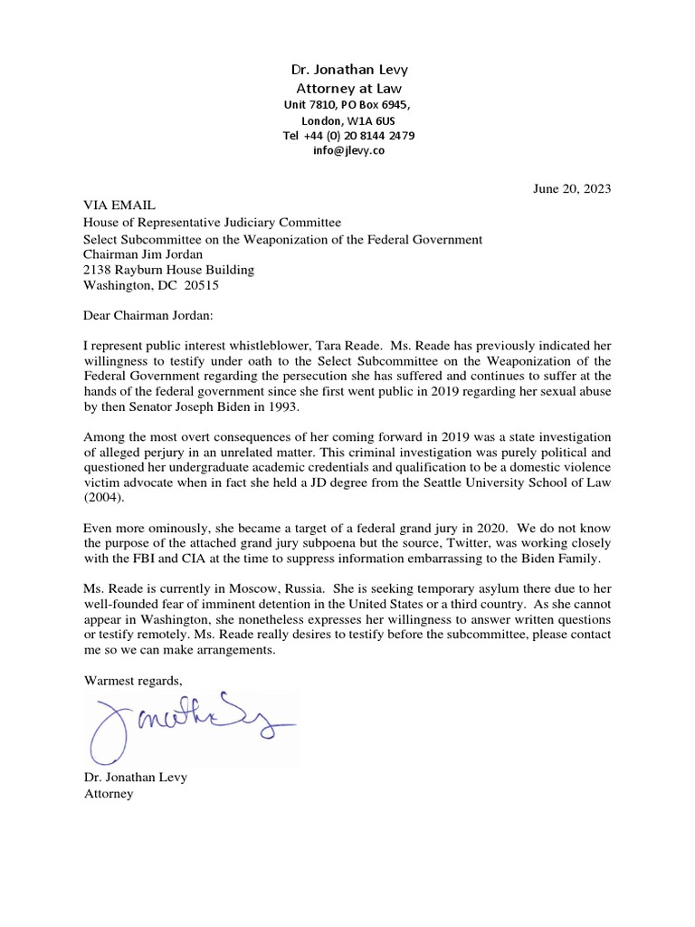 Tara Reade Letter | PDF | Government | Justice