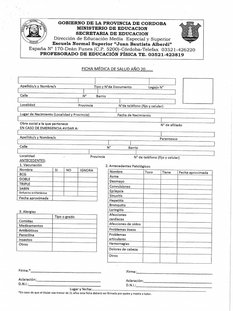 Ficha Medica Pef | PDF