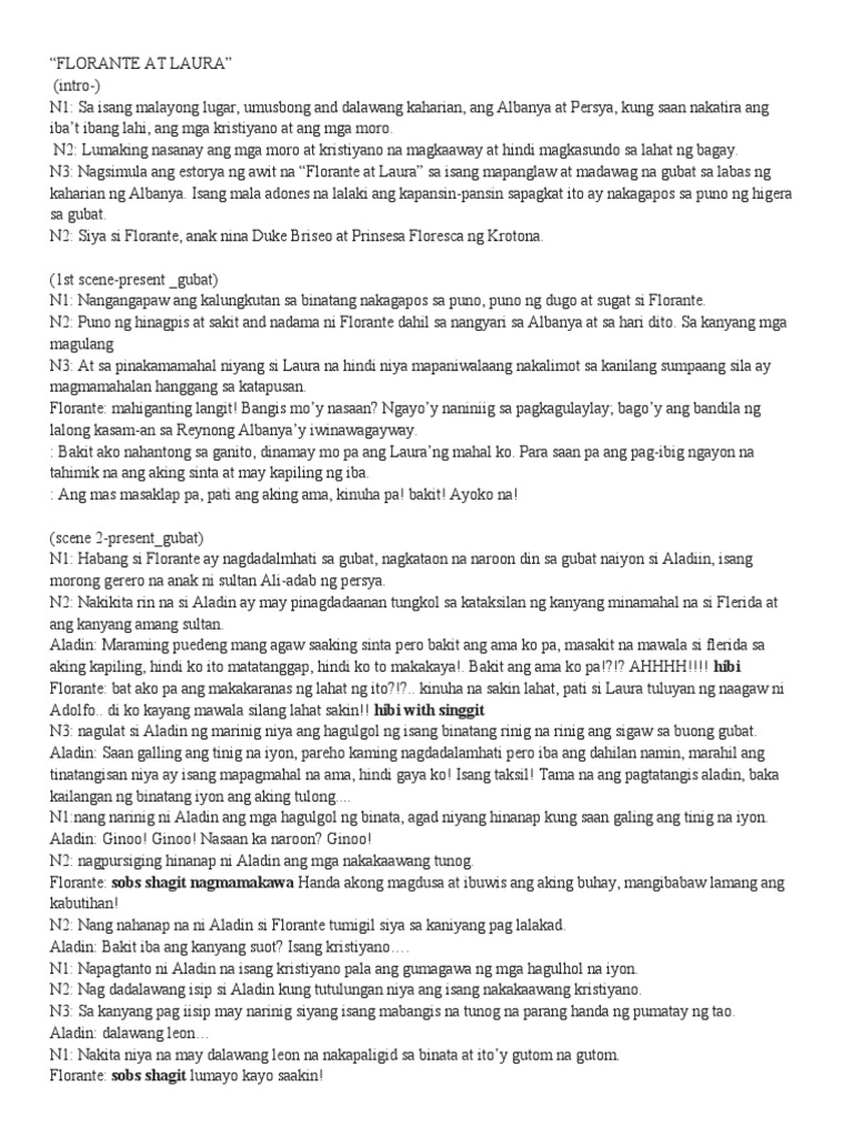 FLORANTE AT LAURA Final Script | PDF
