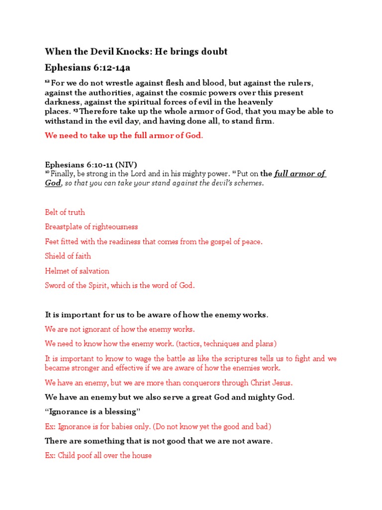 When The Devil Knocks | PDF | Serpents In The Bible | Armor Of God