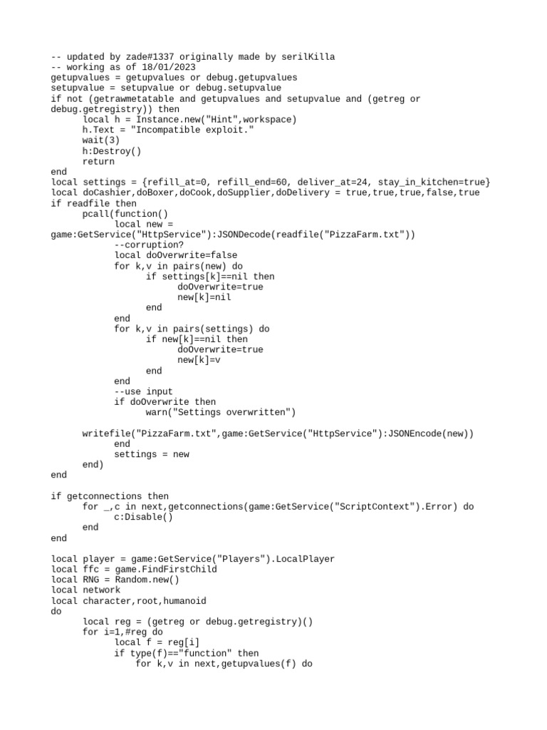 Work at A Pizza Place FIXED SIREL KILLERS AUTO FARM | PDF | Computing | Computer Programming