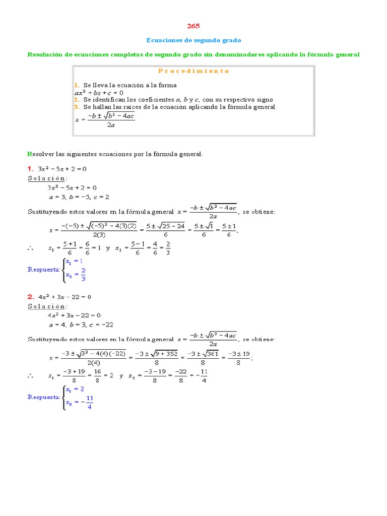 Cuadraticas Resueltas | PDF | Ecuaciones | Ecuación cuadrática