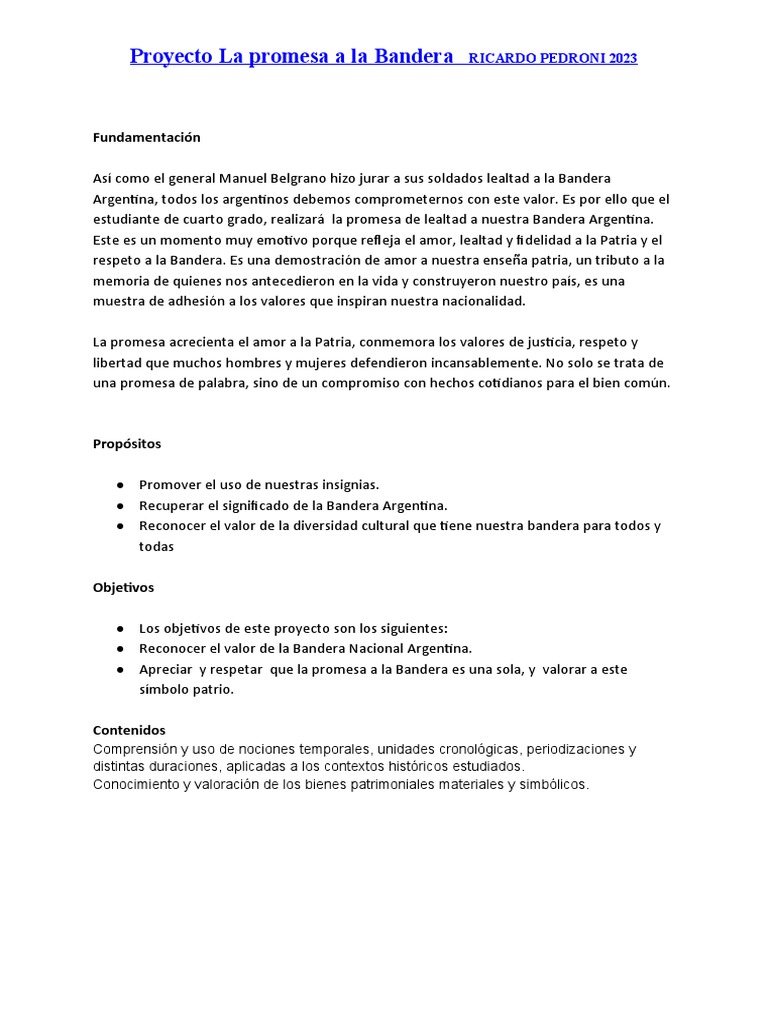 Proyecto - La Promesa de La Bandera | PDF | Historia
