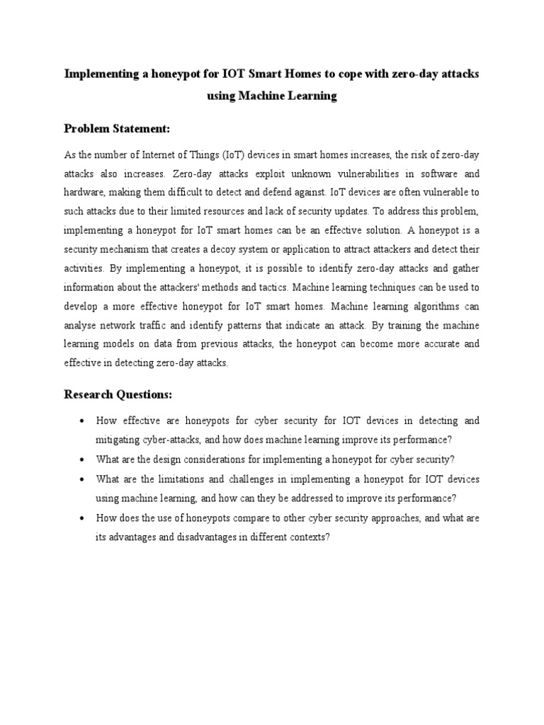 Implementing A Honeypot For IOT Smart Homes To Cope With Zero-Day Attacks Using Machine Learning ...