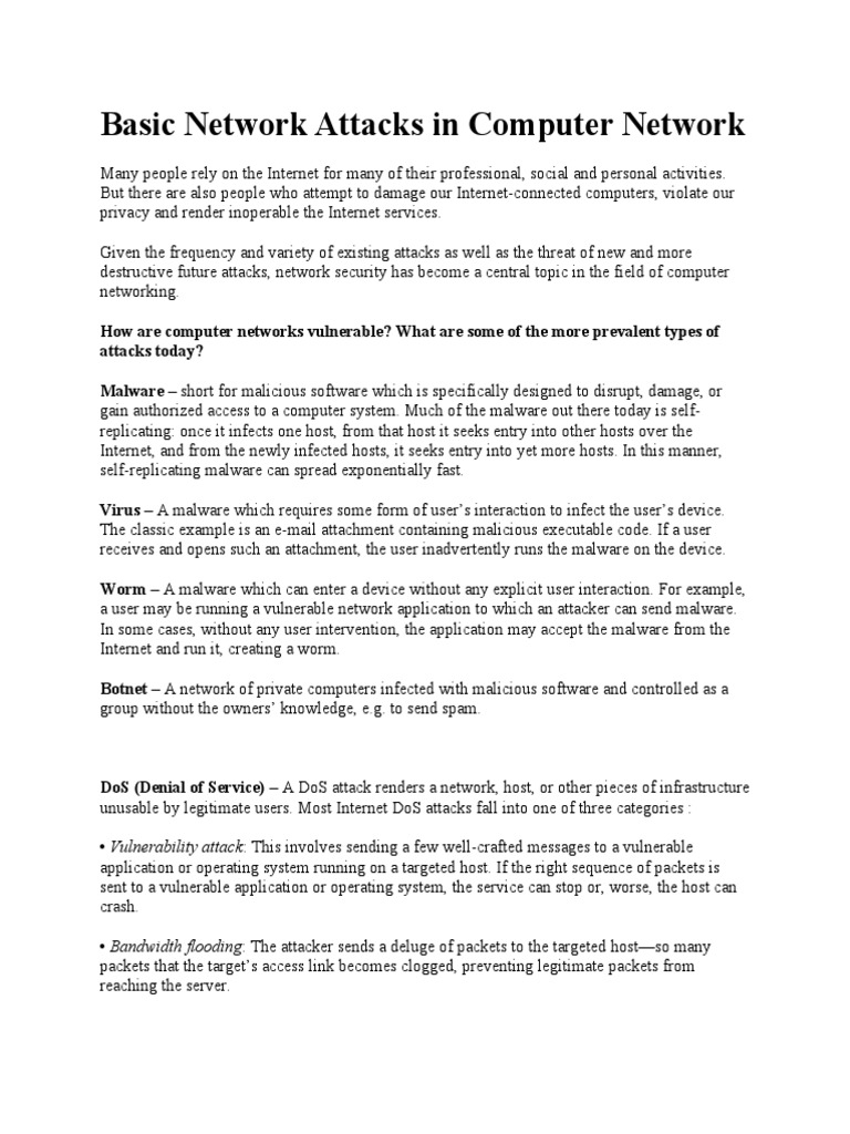 Types of Computer Network Attacks | PDF | Public Key Cryptography | Key (Cryptography)