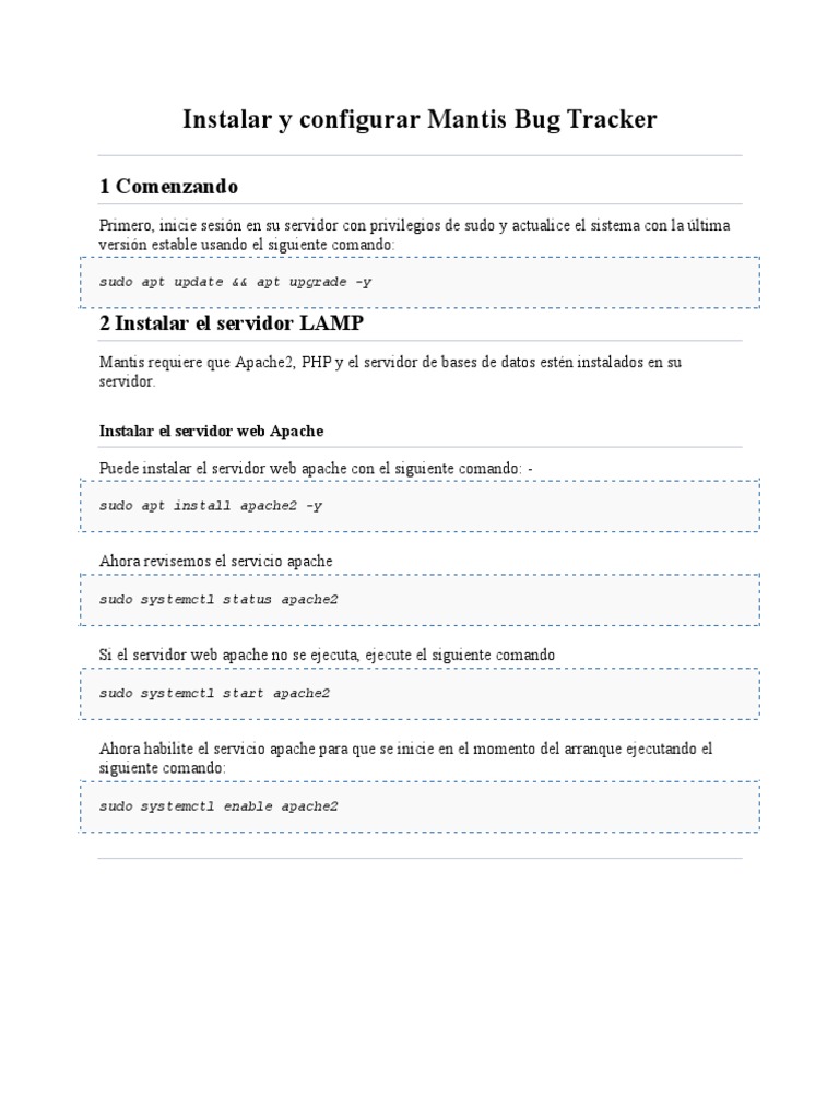Instalar y Configurar Mantis Bug Tracker | PDF | Php | Red mundial
