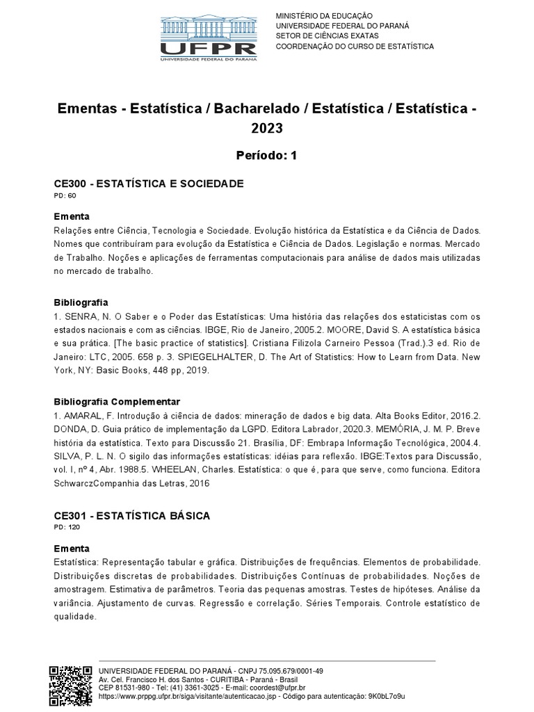 Ementas 1 | PDF | Matemática discreta | Matemática