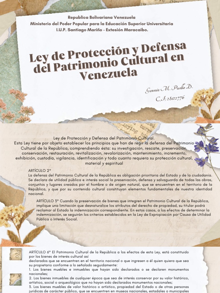 LEY DE PROTECCIÓN Y DEFENSA DEL PATRIMONIO CULTURAL - Compressed | PDF | Patrimonio cultural ...