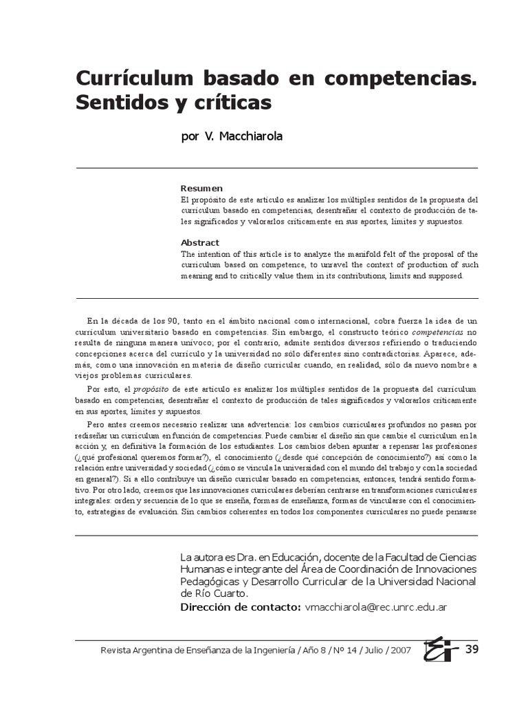 Curriculum Basado en Competencias | PDF