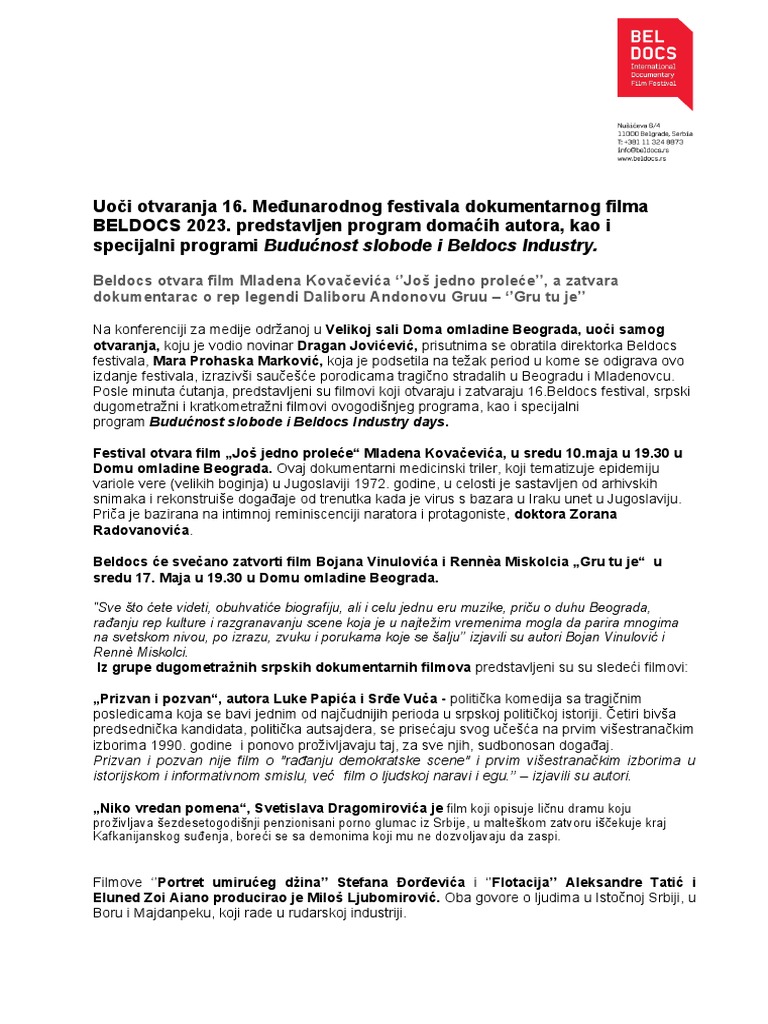 16.beldocs - Domaci Autori | PDF