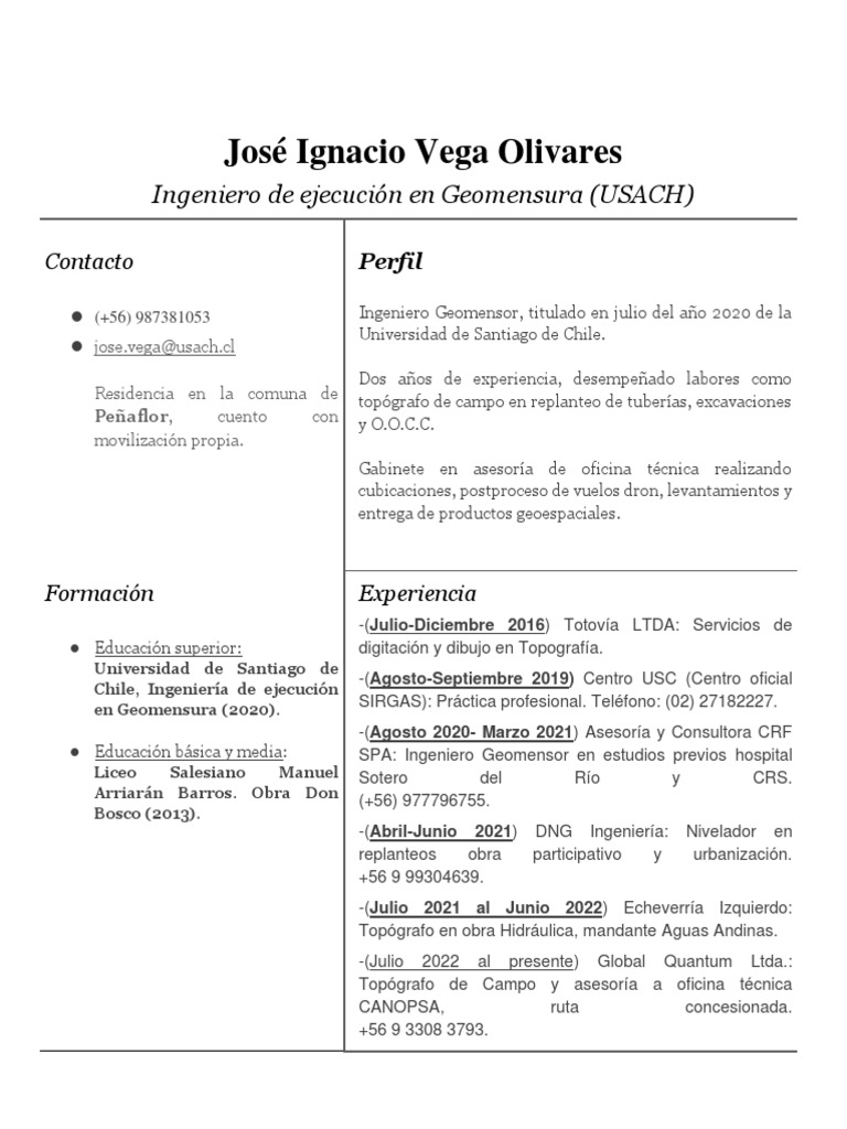 Ingeniero Geomensor con Experiencia en Topografía | PDF | Software de ...