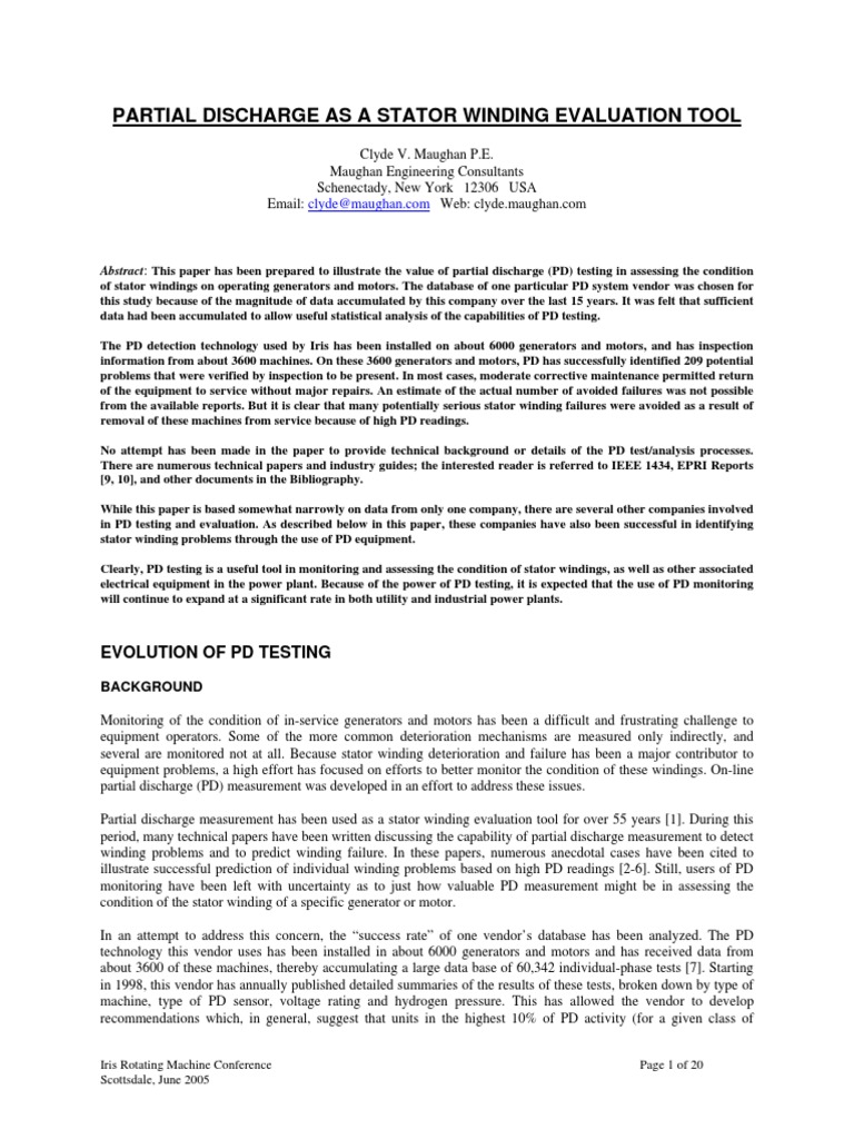 Partial Discharge As A Stator Winding Evaluation Tool - Clyde Maughan ...