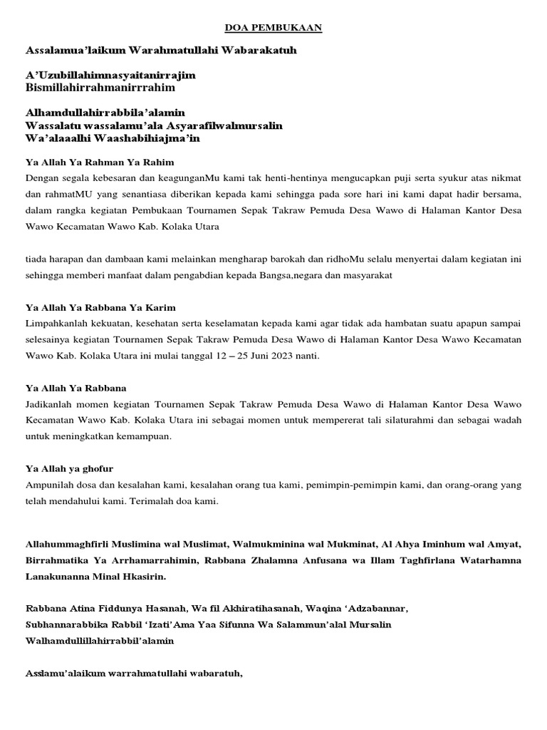 Doa Pembukaan | PDF | Agama & Spiritualitas