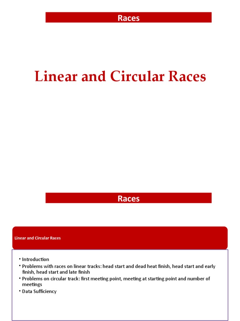 Linear & Circular Race Problems | PDF | Sports | Metrology