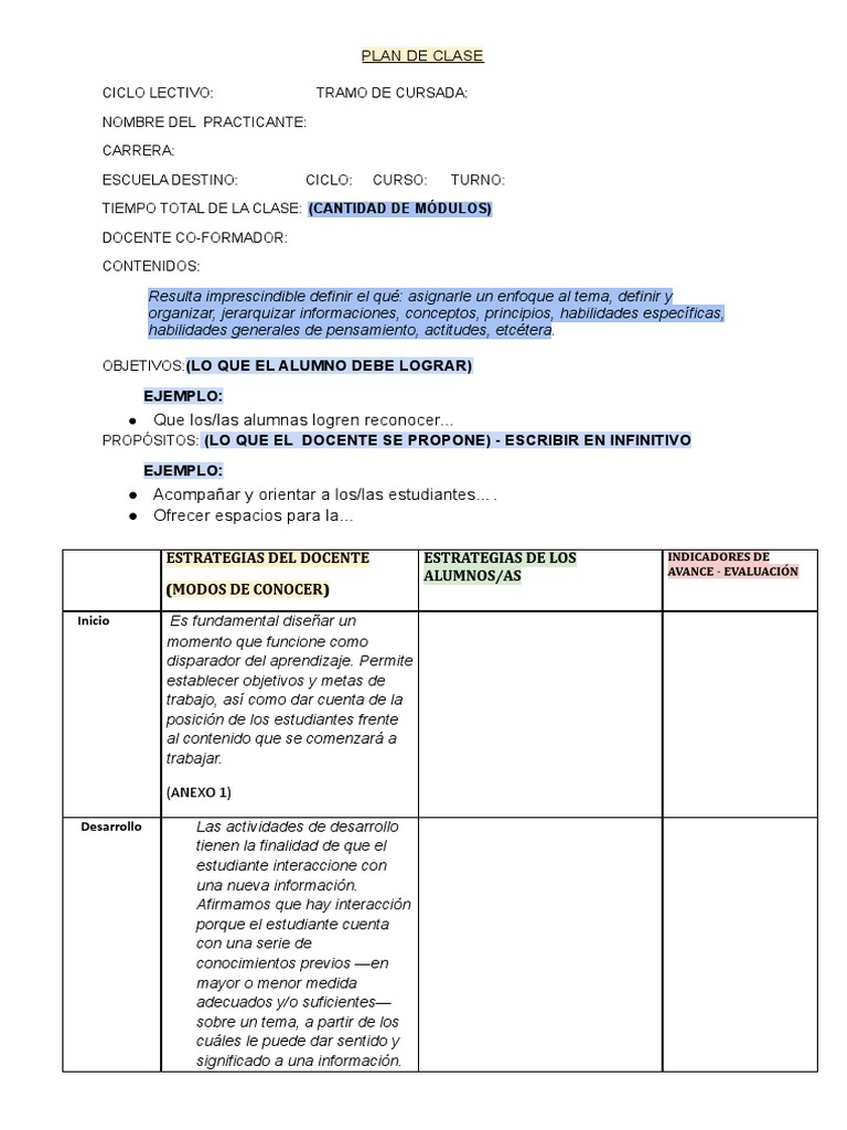 PLAN DE CLASE - ESQUEMA - | PDF | Evaluación | Aprendizaje