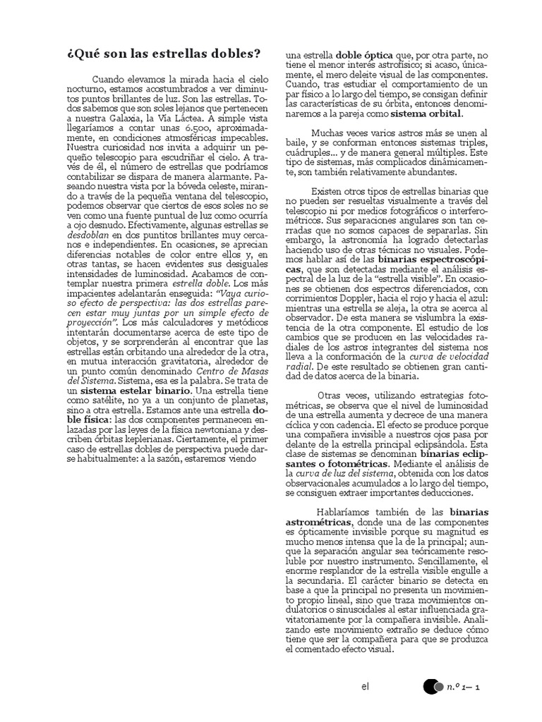 Estrellas Dobles 1 | PDF | Estrellas | Ciencias fisicas