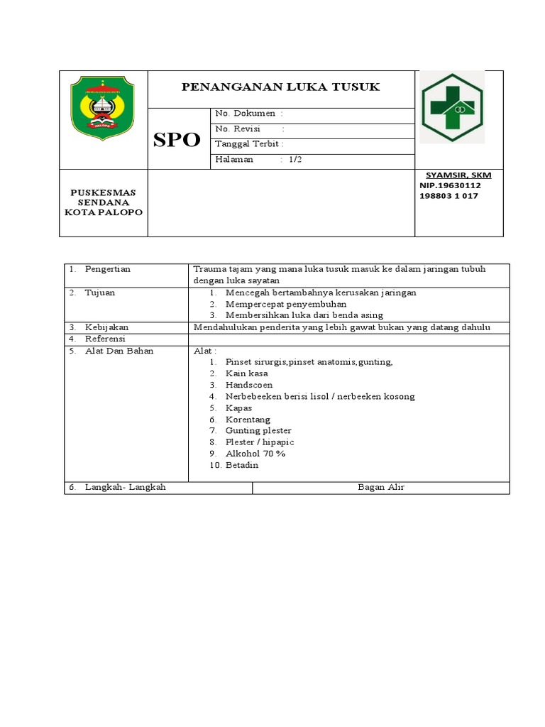 Sop Penanganan Luka Tusuk | PDF