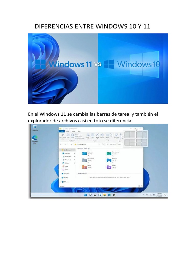 Diferencias Entre Windows 10 y 11 | PDF