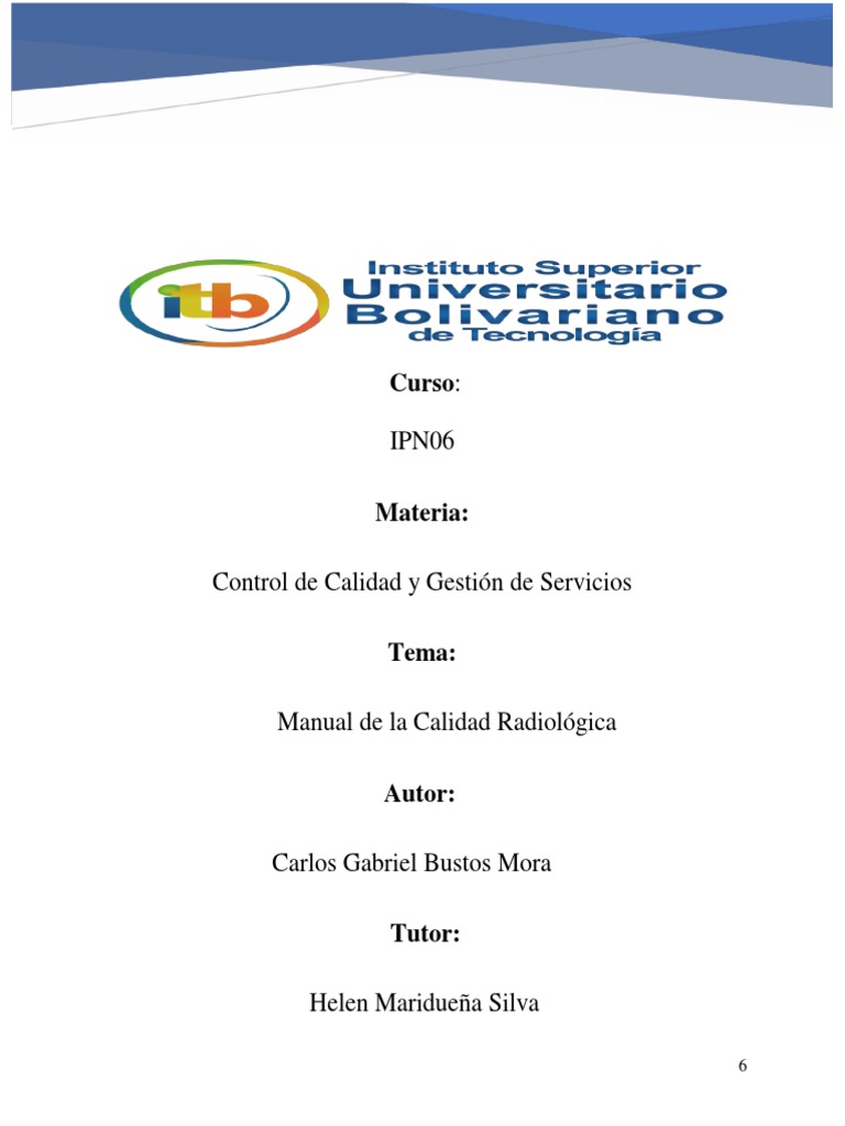 Manual de Calidad en Radiología Selym | PDF | Calidad (comercial ...