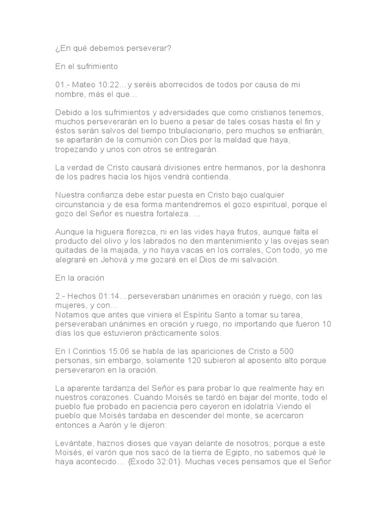Perseverar en la fe y la oración | PDF | eucaristía | Cristo (título)