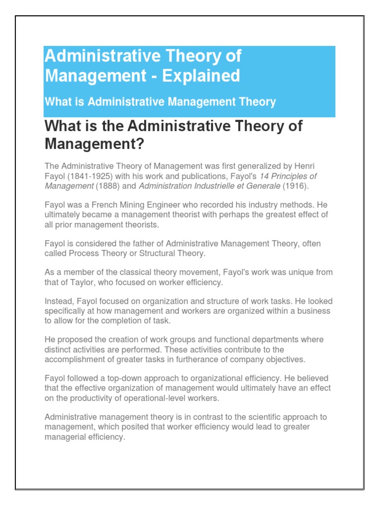 Administrative Theory of Management 4 | PDF | Cognitive Science | Behavioural Sciences