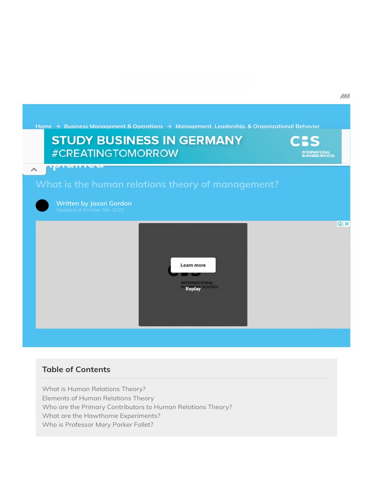Human Relations Theory of Management - Explained - The Business ...