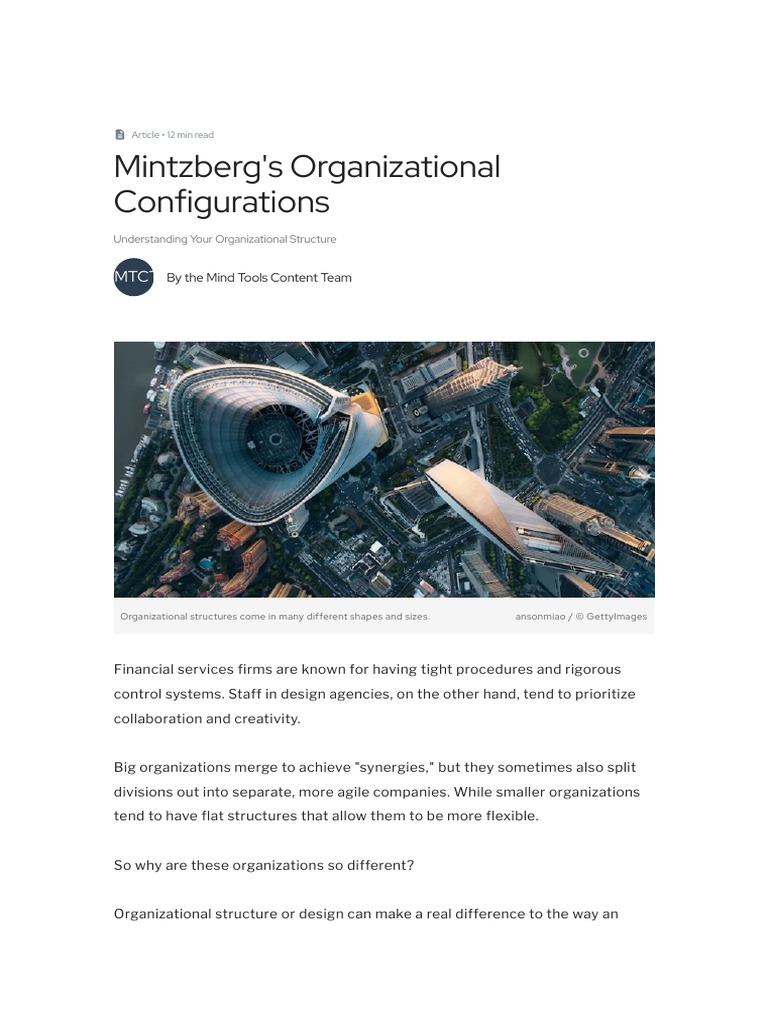 Mintzberg's Organizational Configurations - Understanding Your ...