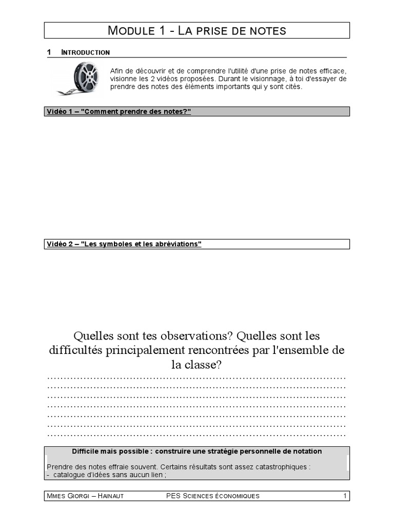 Techniques Efficaces de Prise de Notes | PDF
