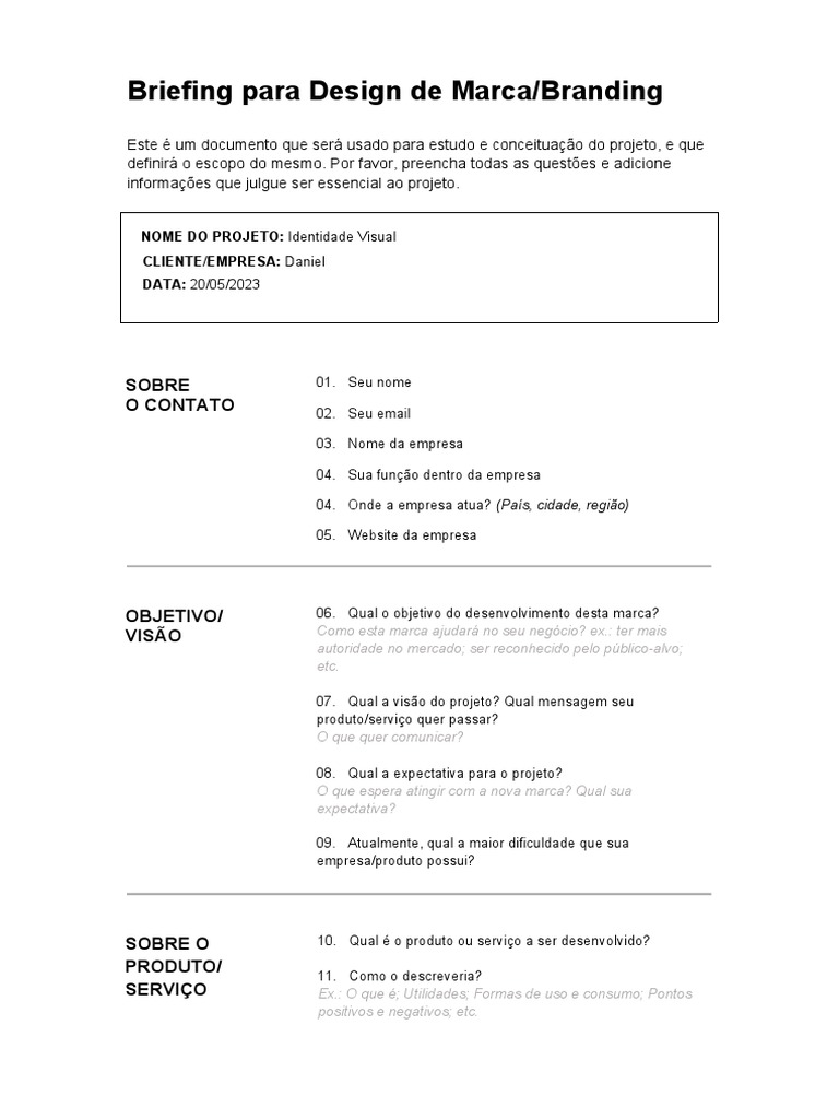 Briefing Identidade-Visual - Daniel | PDF | Marca | Facebook