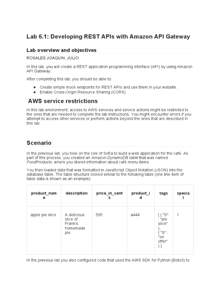 Develop REST APIs with AWS API Gateway | PDF | Command Line Interface | Representational State ...